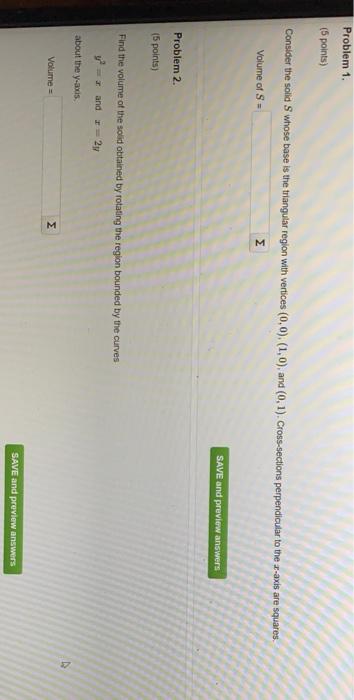 Solved Problem 1. (5 points) Consider the solid S whose base | Chegg.com