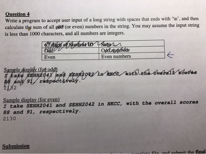 Solved Question 4 (tt Write a program to accept user input | Chegg.com