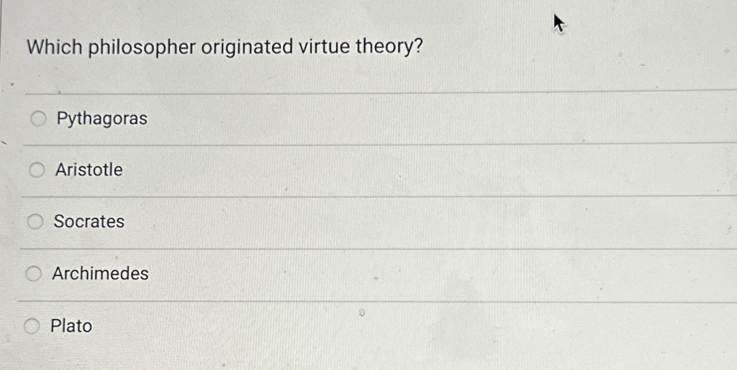 Solved Which philosopher originated virtue | Chegg.com