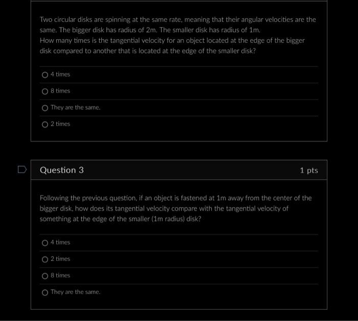 Solved Two circular disks are spinning at the same rate, | Chegg.com