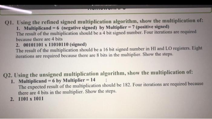 Solved Q1. Using the refined signed multiplication | Chegg.com