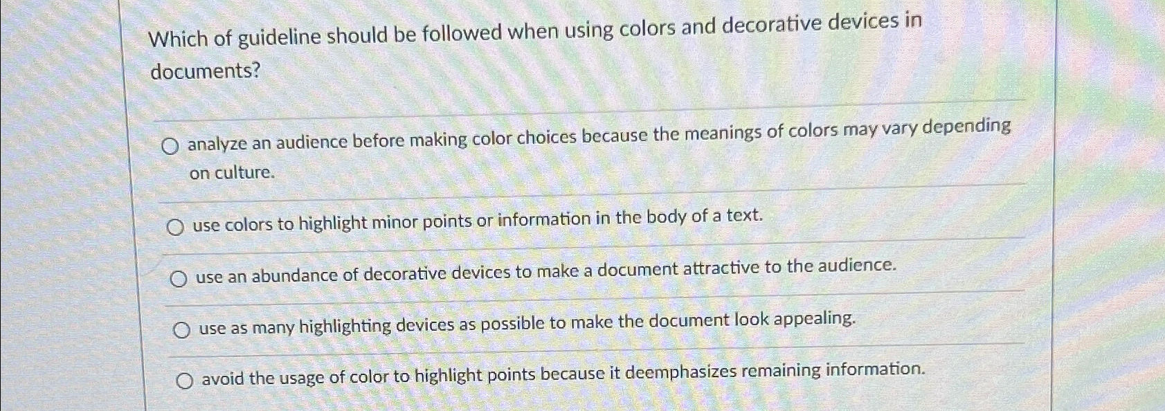 Solved Which of guideline should be followed when using | Chegg.com
