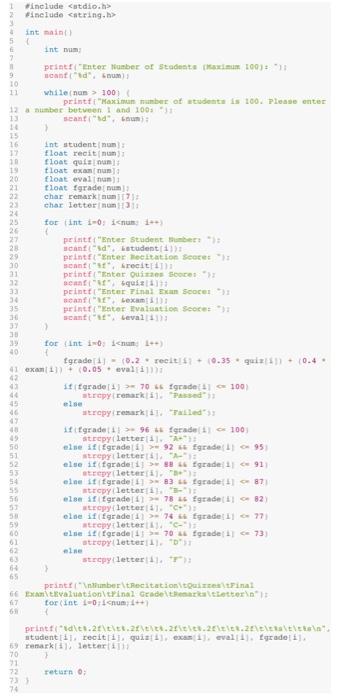 Solved Number of failed students: 2 List of failed students: | Chegg.com