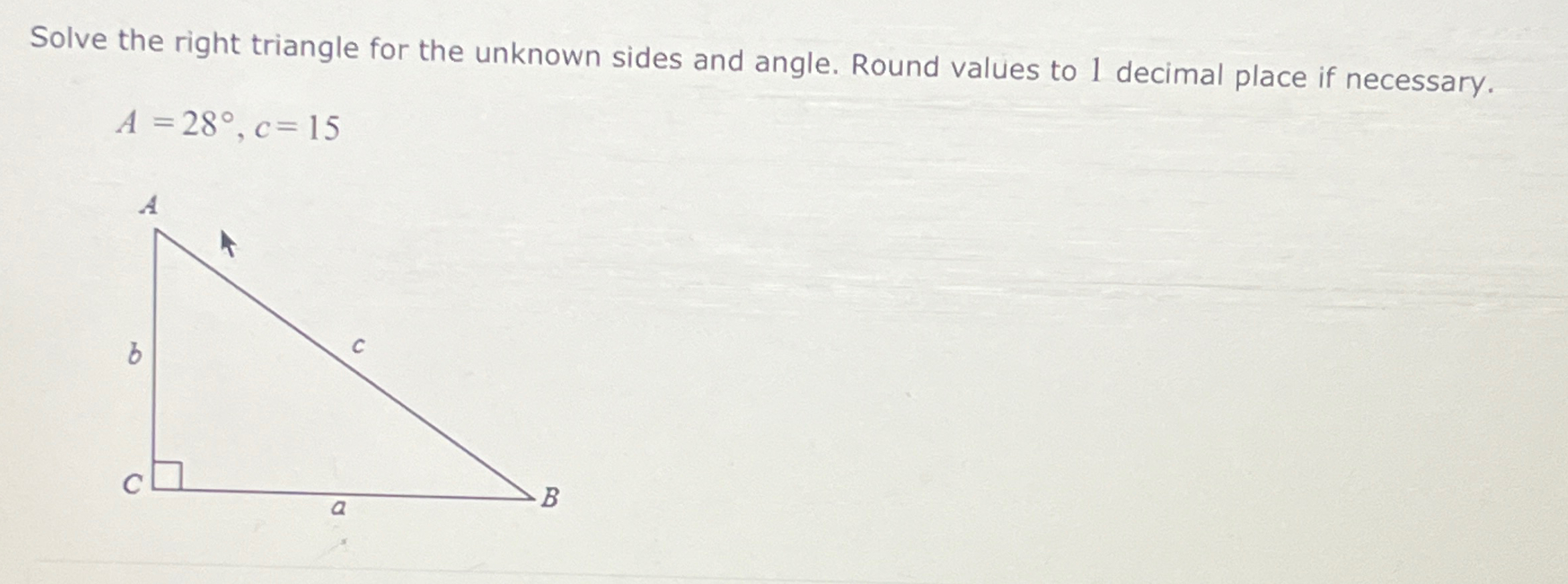 Solved Solve the right triangle for the unknown sides and | Chegg.com