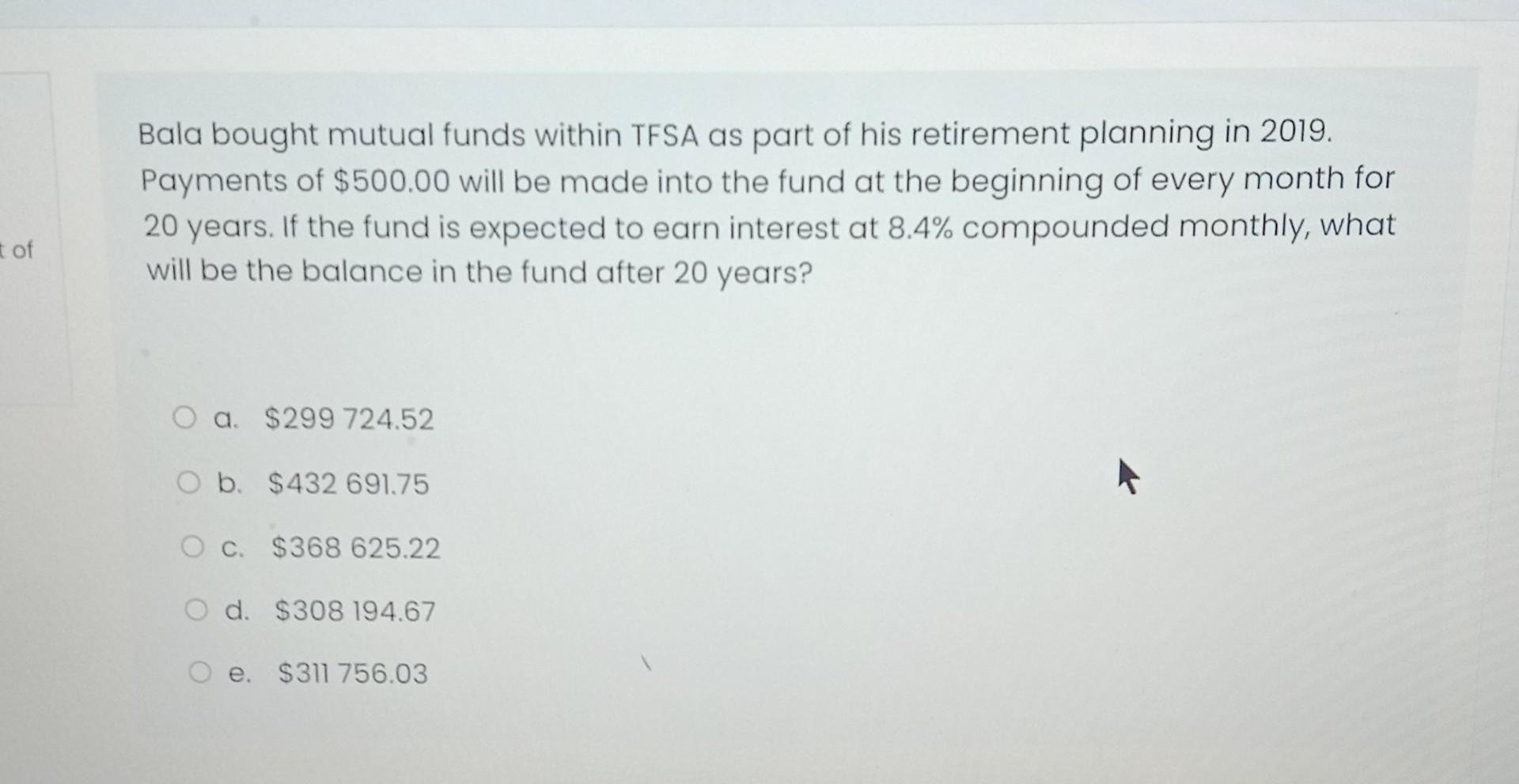 Solved Bala bought mutual funds within TFSA as part of his | Chegg.com