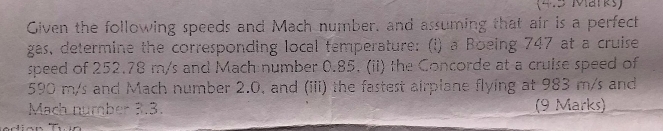 Solved Given the following speeds and Mach number. and | Chegg.com