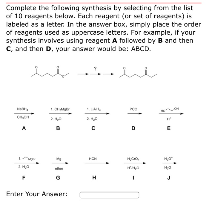 Solved Complete the following synthesis by selecting from | Chegg.com