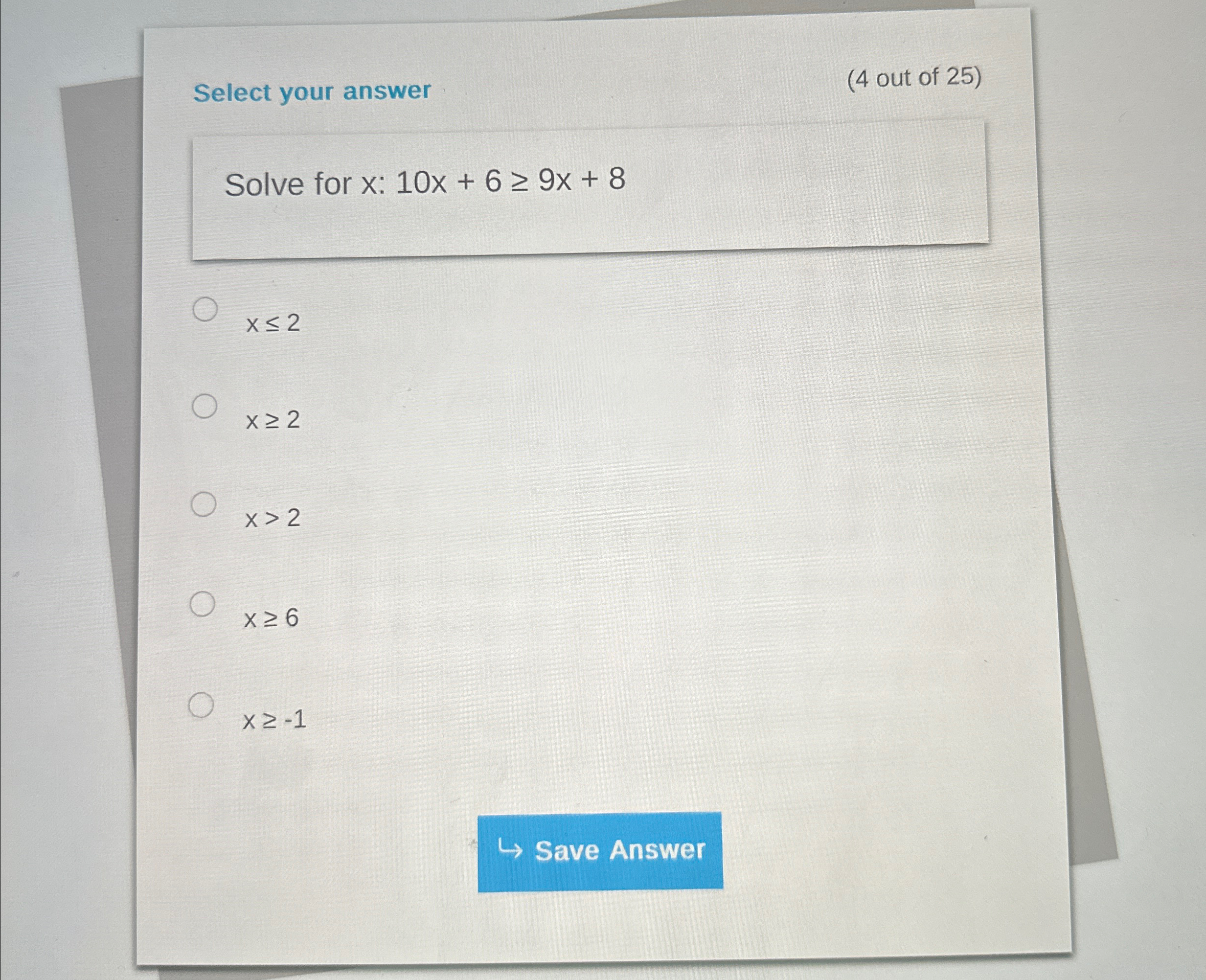Solved Select your answer(4 ﻿out of 25)Solve for | Chegg.com