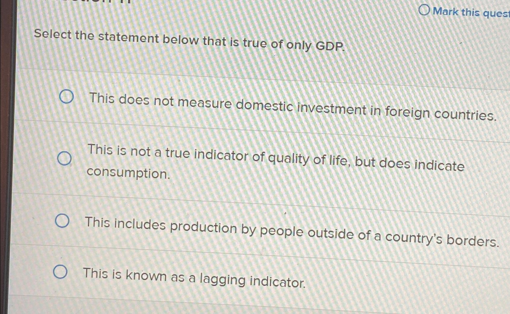 Solved Mark this quesSelect the statement below that is true | Chegg.com