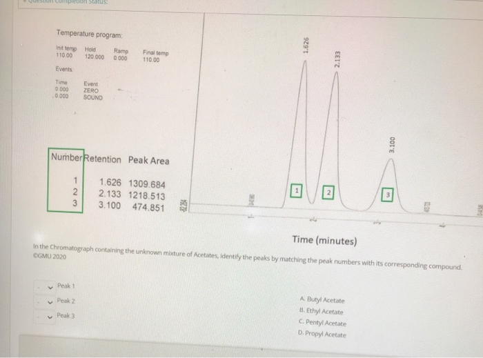 Solved Temperature program: item 1.626 Hold 120 000 11000 | Chegg.com
