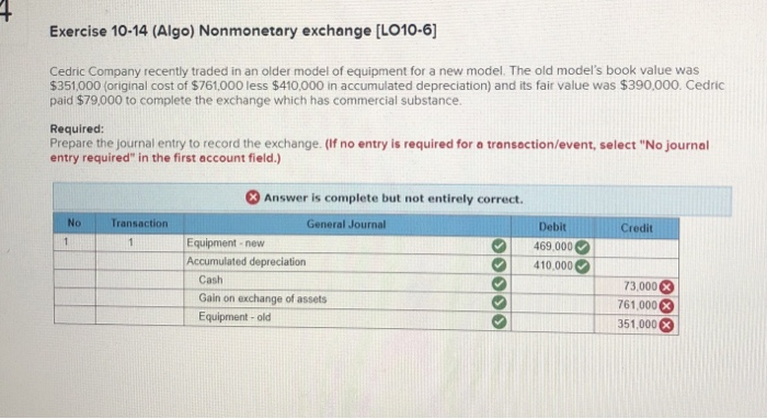 Solved Exercise 10-14 (Algo) Nonmonetary exchange [LO10-6] | Chegg.com