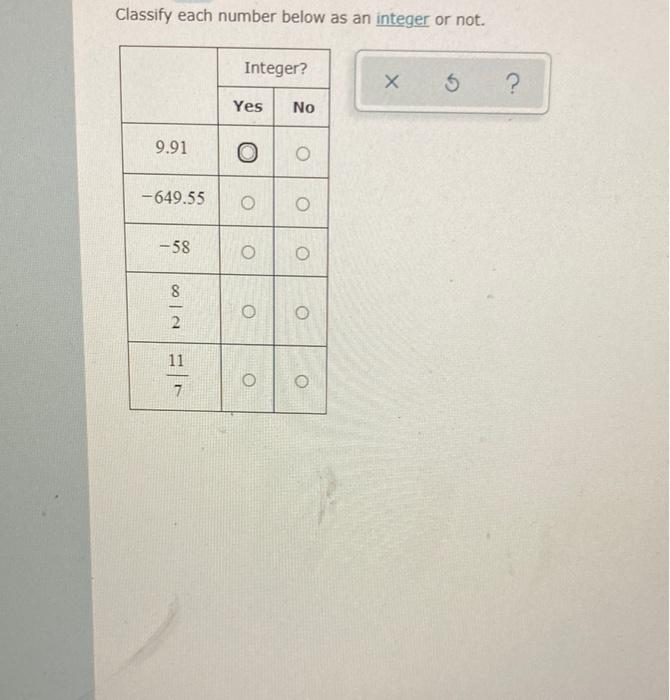 Solved Classify Each Number Below As An Integer Or Not 