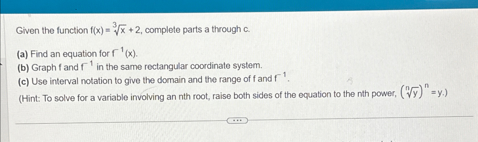 Solved Given the function f(x)=x3+2, ﻿complete parts a | Chegg.com