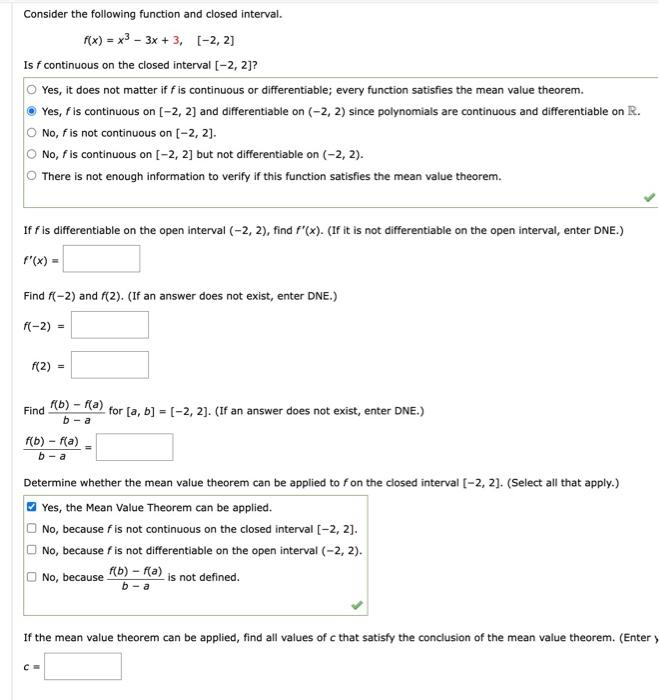 Solved Consider The Following Function And Closed Interval