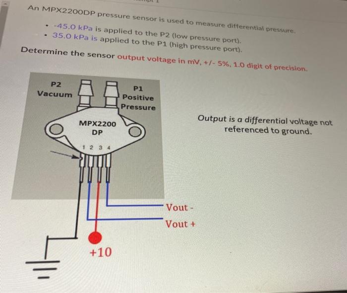 Solved An MPX2200DP pressure sensor is used to measure | Chegg.com