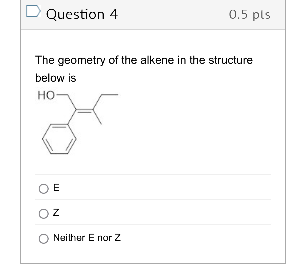 Solved Question 40.5 ﻿ptsThe geometry of the alkene in the | Chegg.com