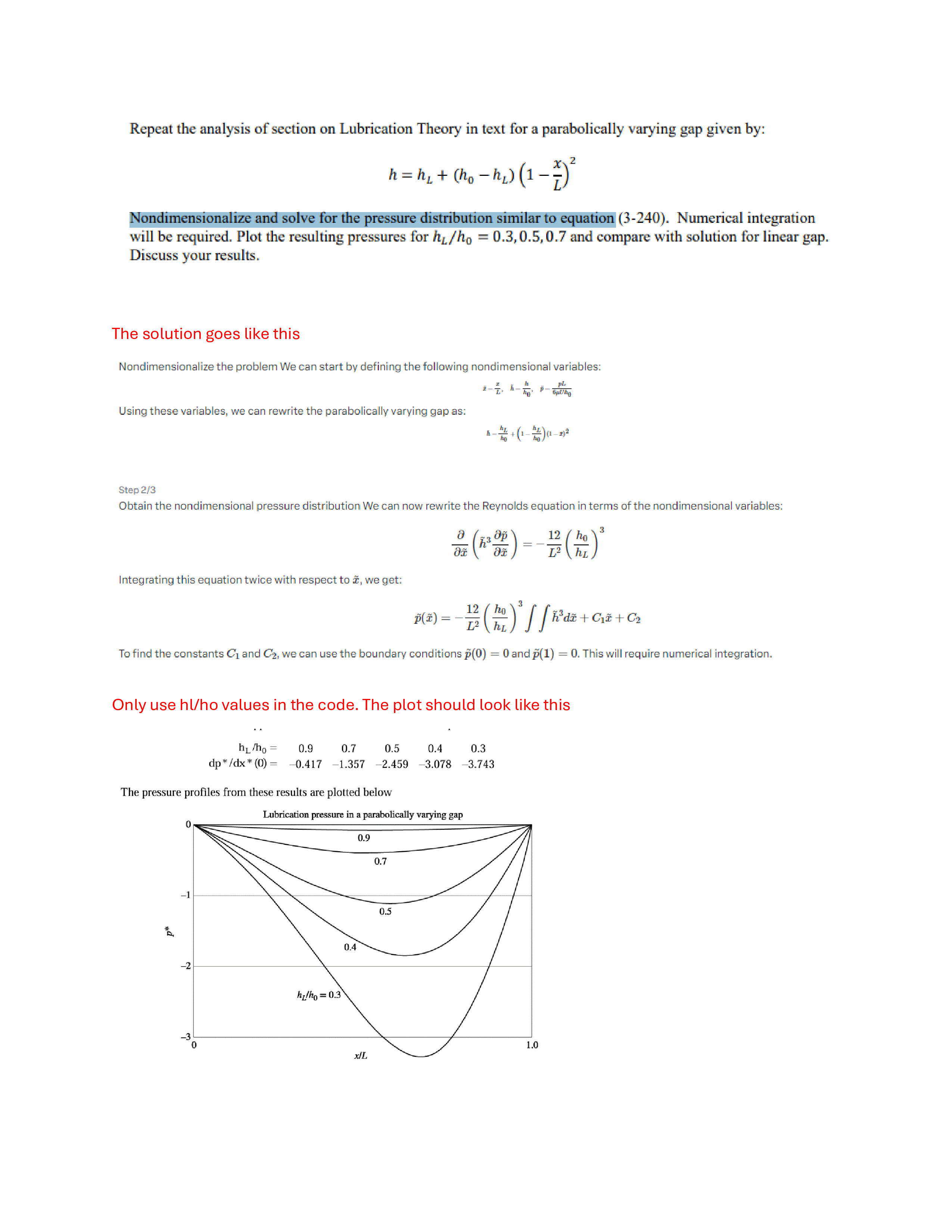 Solved Repeat the analysis of section on Lubrication Theory | Chegg.com