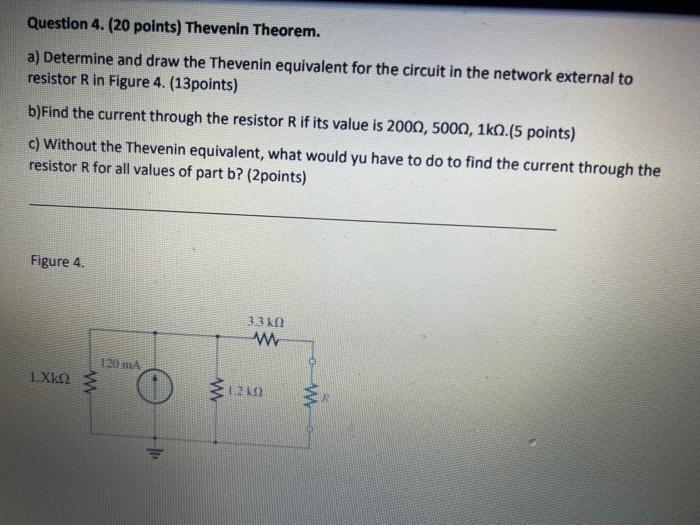 Solved Question 4. (20 points) Thevenin Theorem. a) | Chegg.com