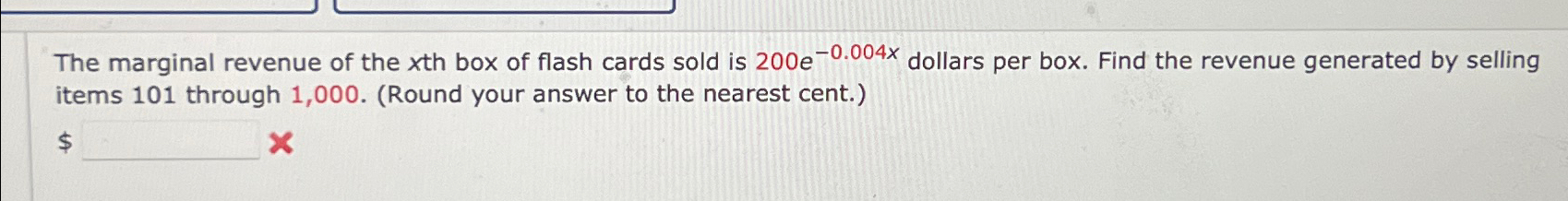 Solved The marginal revenue of the x ﻿th box of flash cards | Chegg.com