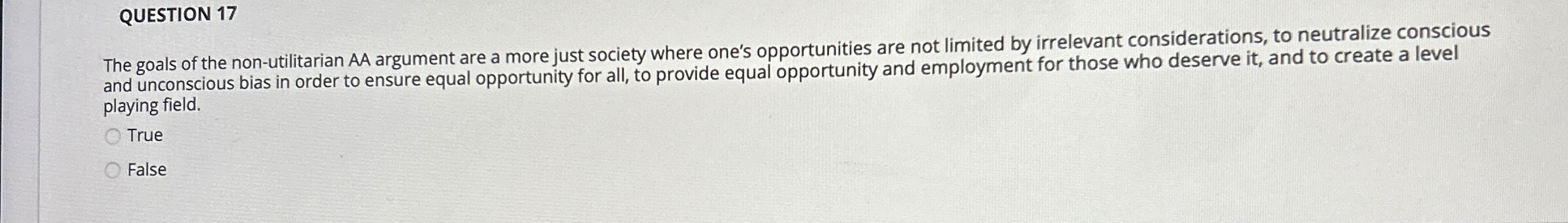 Solved QUESTION 17The goals of the non-utilitarian AA | Chegg.com