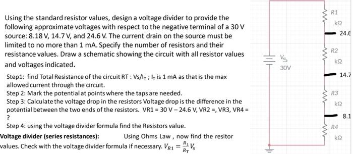 Solved Using the standard resistor values, design a voltage | Chegg.com