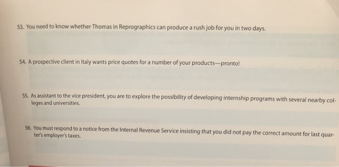 Solved 53. You need to know whether Thomas in Reprographics | Chegg.com