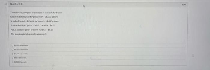 Solved Question 50 The owing company Womation with for Dunct | Chegg.com
