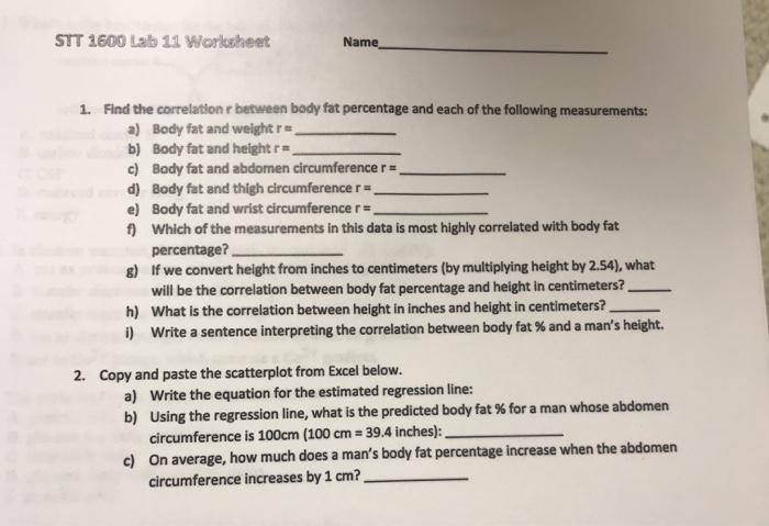 STT 1600 Lab 11 Worksheet Name 1. Find the | Chegg.com
