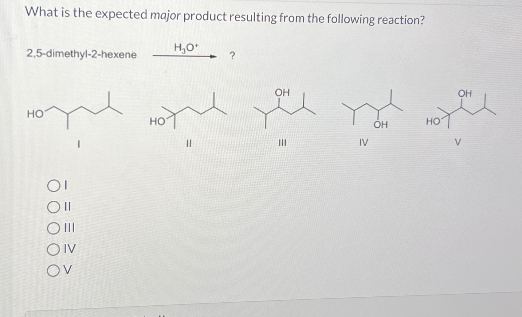 Solved What is the expected major product resulting from the | Chegg.com