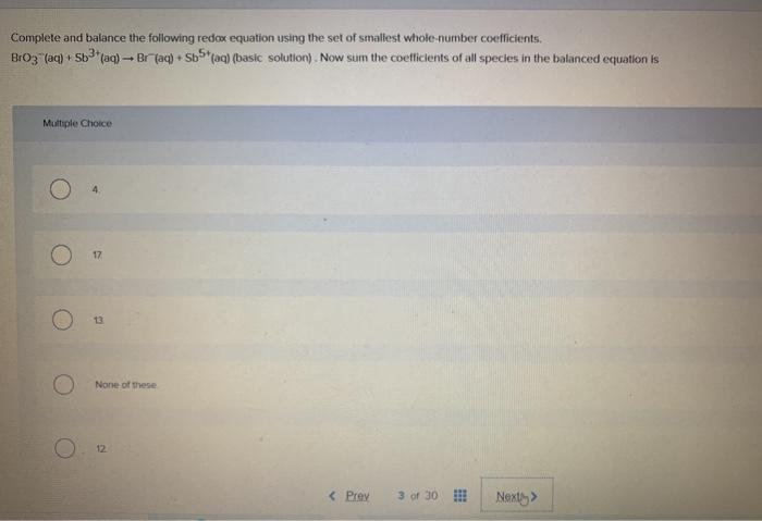 Solved Complete and balance the following redo equation | Chegg.com