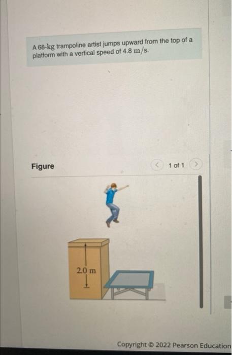 Solved A 68-kg trampoline artist jumps upward from the top | Chegg.com