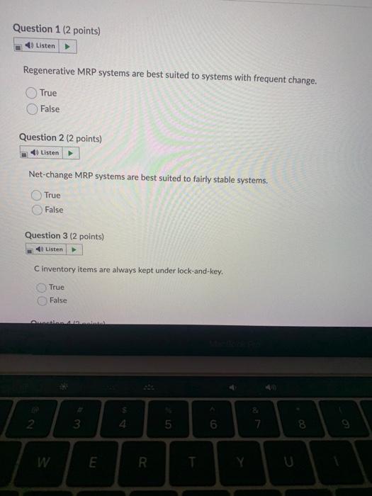 Solved Question 1 (2 points) Listen Regenerative MRP systems | Chegg.com