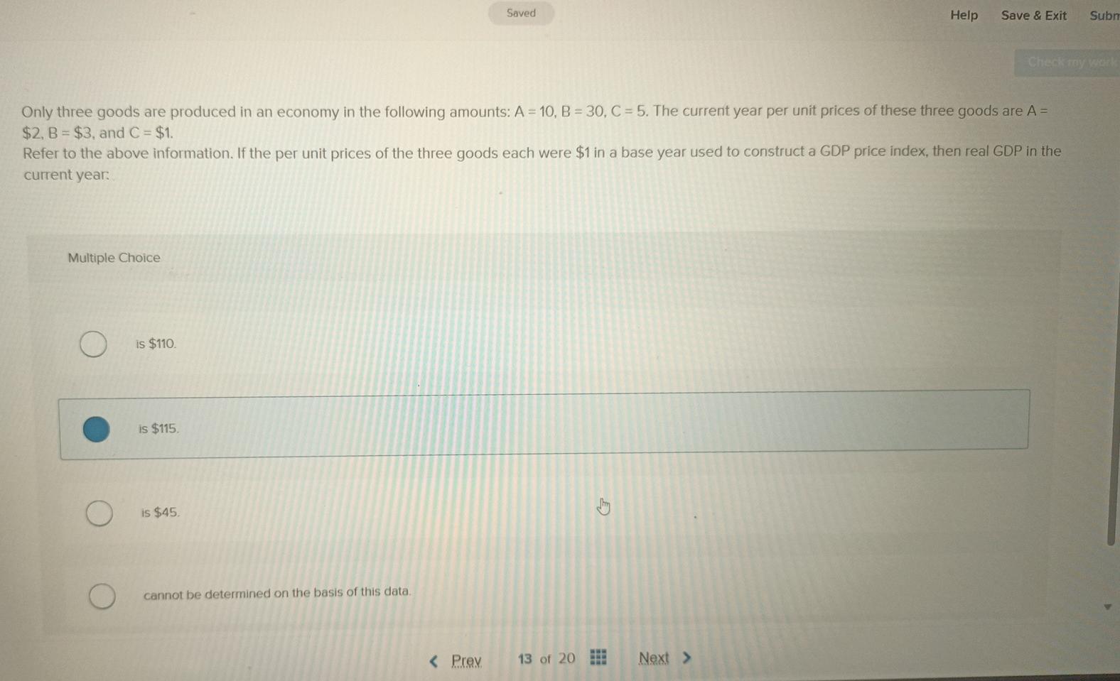 Solved SavedHelpSave & ExitSubnOnly three goods are produced | Chegg.com