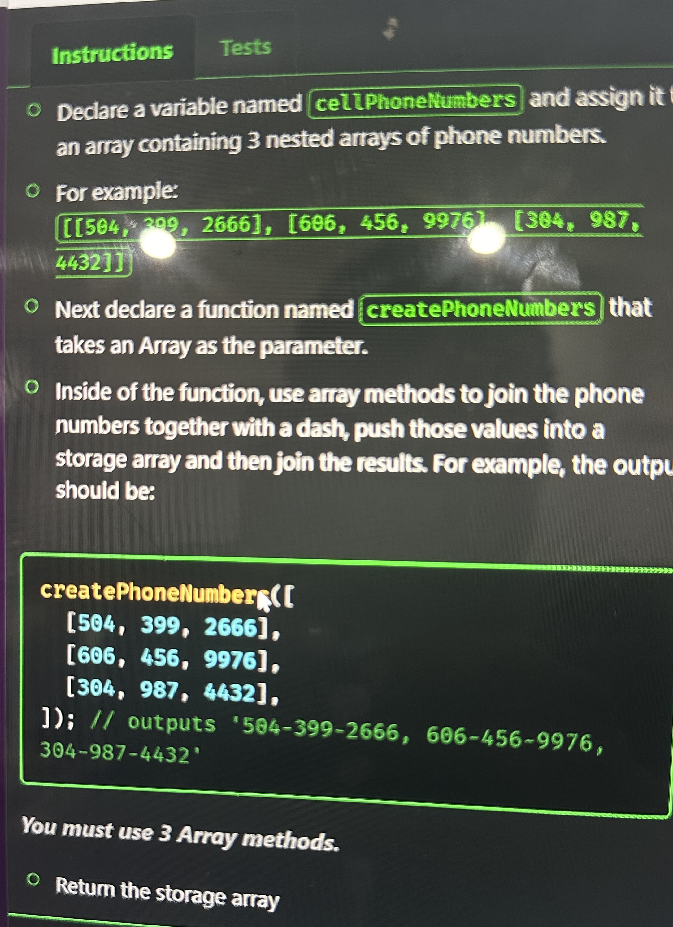 Solved Declare a variable named cellPhonellumbers and assign | Chegg.com