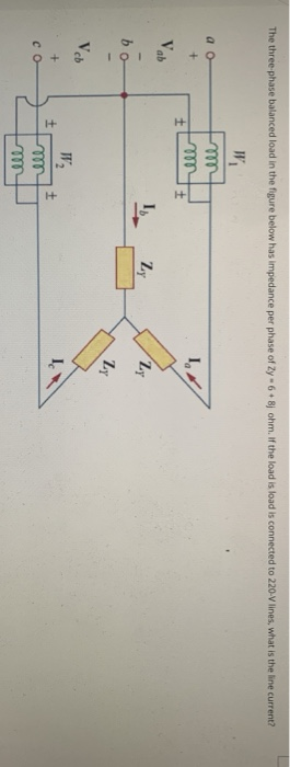 Solved The three-phase balanced load in the figure below has | Chegg.com