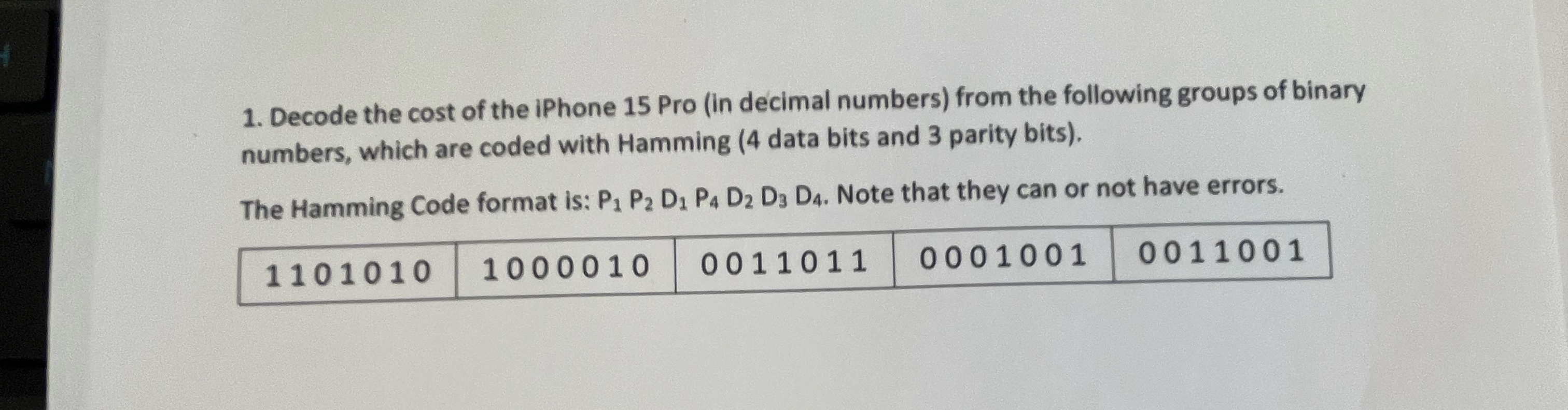 Solved Decode the cost of the iPhone 15 ﻿Pro (in decimal | Chegg.com