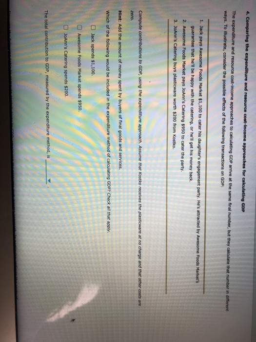 Solved 4. Comparing the expenditure and resource cost-Income | Chegg.com