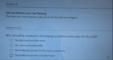 Solved Section 9Safe and Effective Care: Care PlanningThe | Chegg.com