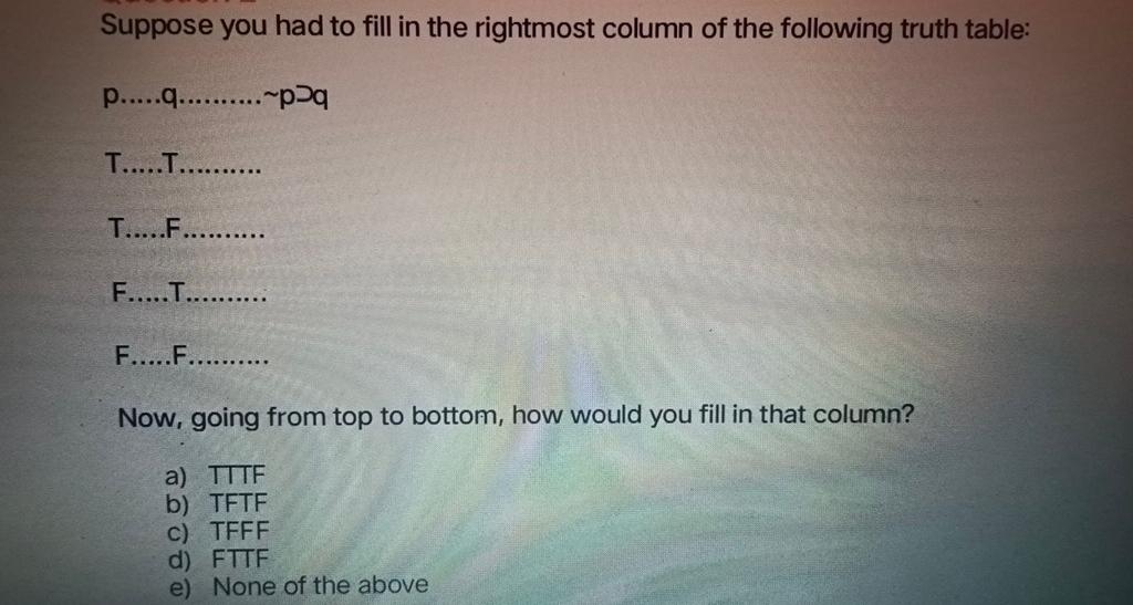 Solved Suppose you had to fill in the rightmost column of | Chegg.com