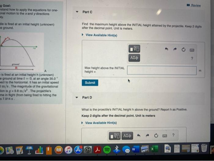 Solved Projectile Motion General Launch Angle From ABOVE | Chegg.com
