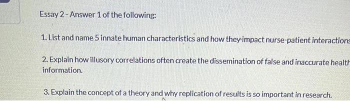 Solved 1. List and name 5 innate human characteristics and | Chegg.com