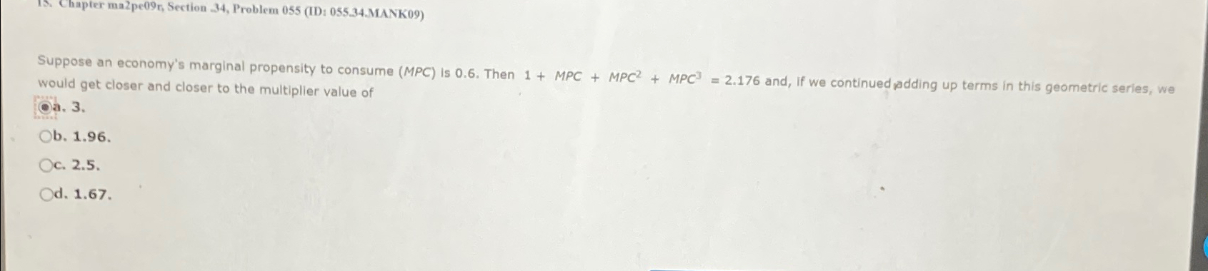 Solved Chapfer ma2pe095, ﻿Section 34, ﻿Problem 055 (ID: | Chegg.com