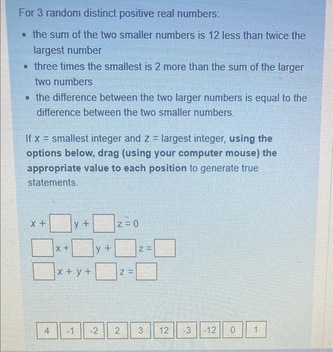 Solved For 3 random distinct positive real numbers: • the | Chegg.com