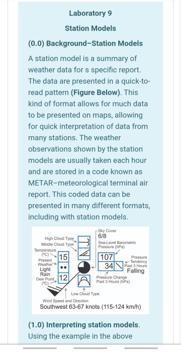 Laboratory 9 Station Models (0.0) Background-Station | Chegg.com