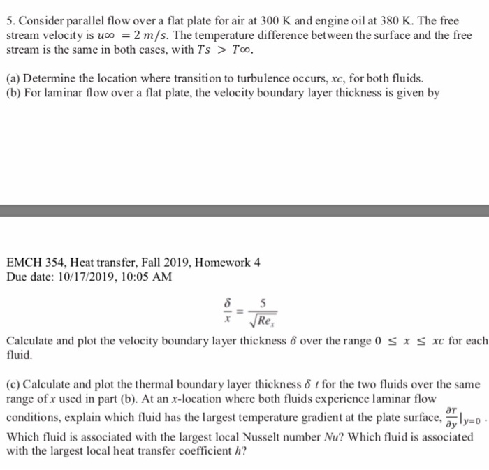 Solved 5. Consider parallel flow over a flat plate for air | Chegg.com