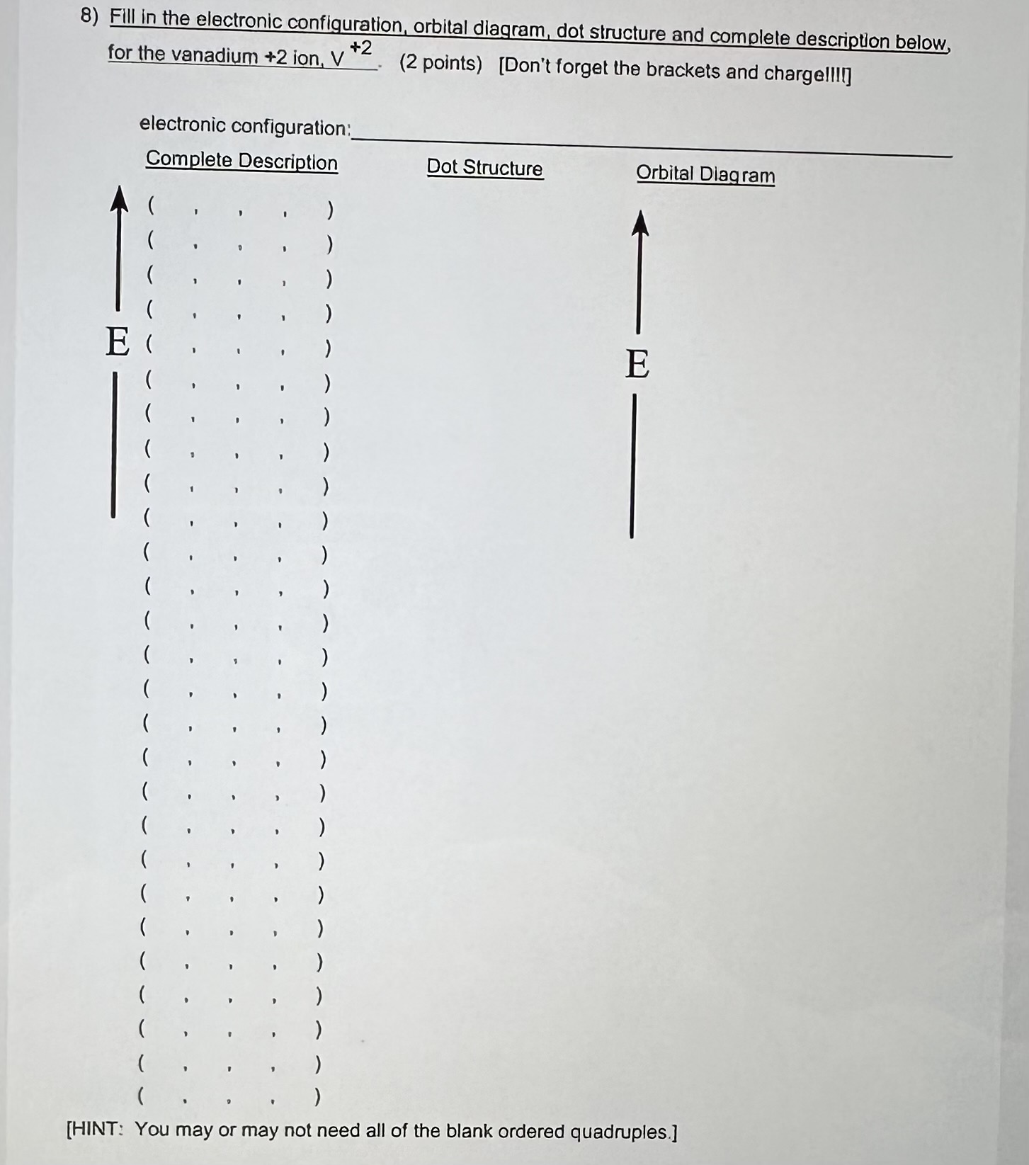 Solved 8) ﻿Fill in the electronic configuration, orbital | Chegg.com