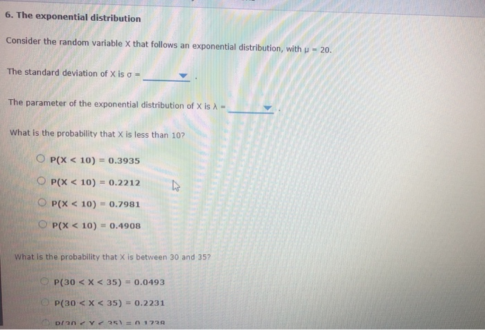 Solved 6. The exponential distribution Consider the random | Chegg.com