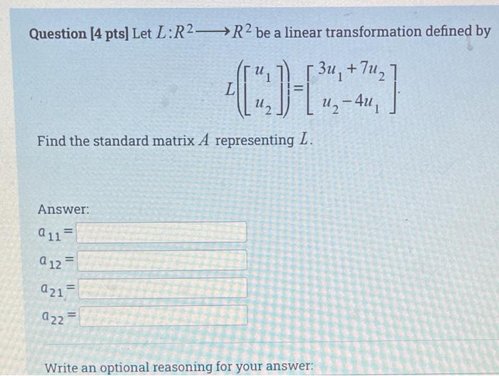 Solved Question (4 pts) Let L:R2 R2 be a linear | Chegg.com