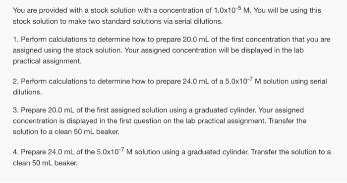 Solved You are provided with a stock solution with a | Chegg.com