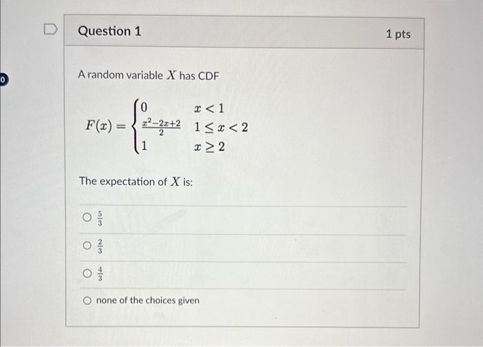 A random variable X has CDF | Chegg.com